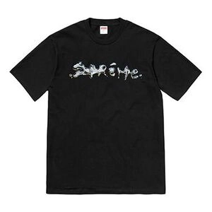 Supreme Fw18 Liquid Tee Silver Logo Short Sleeve - Black
