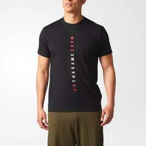 Adidas Adi Slgn Tee Alphabet Printing Casual Round Neck Short Sleeve Black