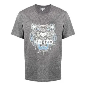 Kenzo Classic Tiger Head Printing Round Neck Short Sleeve Gray