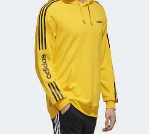 Adidas Knit Pullover Hoodie With Sporty Stripes