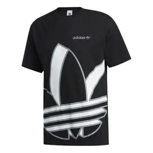 Adidas Originals Large Logo Printing Sports Round Neck Short Sleeve - Black