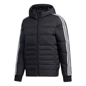 Adidas Puff Hooded Down Jacket With Signature Stripes