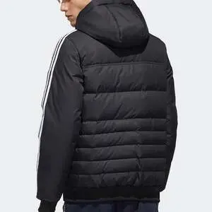 Adidas Puff Hooded Down Jacket With Signature Stripes