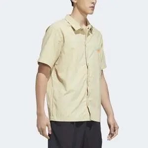 Adidas Originals Solid Color Cartoon Pattern Casual Short Sleeve Shirt Khaki