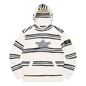 Supreme X Stone Island Warp Stripe Hooded Sweatshirt - White/black
