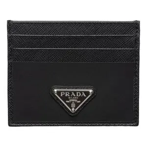 Prada Ss26 Re-nylon And Saffiano Leather Card Holder - Black