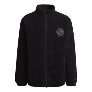 Adidas Originals Polar Fleece Zip-up Jacket With Stand Collar - Black
