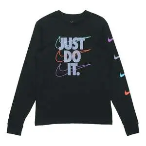 Nike Long Sleeve "just Do It" Graphic T-shirt - Black