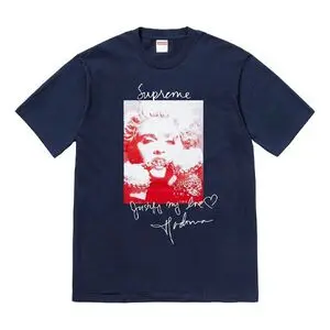 Supreme Fw18 Madonna Tee Navy Printing Short Sleeve Navy