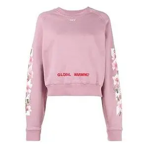 Off-White Cherry Blossom Crop Cotton Sweatshirt
