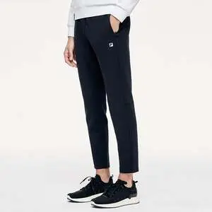 FILA Athletics Knit Straight Solid Color Gym Sports Pants Black