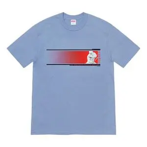 Supreme Fw19 Week 7 Were Back Tee Printing Short Sleeve Blue Gray - Bluegray