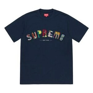 Supreme Ss19 City Arc Tee Navy Embroidered Logo Short Sleeve Navy - Blue