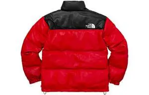 Supreme Fw17 X The North Face Leather Nuptse Jacket - Red