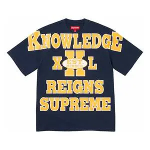 Supreme Overprint Knowledge S/s Top 'navy Yellow - Navy/yellow