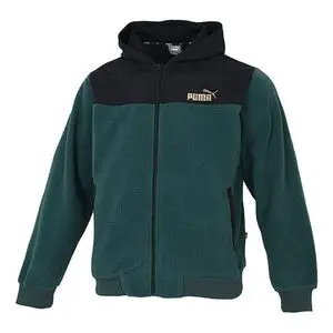 PUMA Colorblock Hooded Fleece Jacket - Green