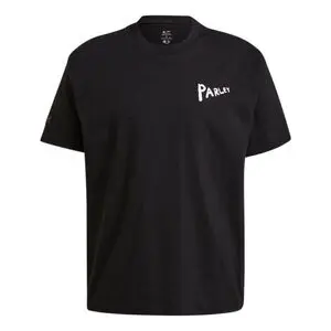 Adidas Alphabet Printing Cotton Round Neck Short Sleeve Black T-shirt - Default Color