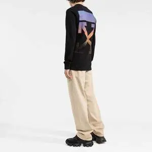 Off-White Fw21 Logo Arrow Pattern Round Neck Long Sleeves