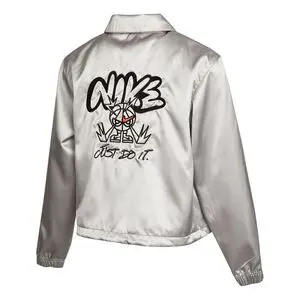 Nike Embroidered Woven Sports Jacket - Silver