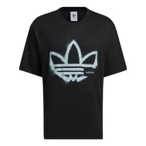 Adidas Originals Round Neck Dropped Shoulder Sleeves Large Logo Printing Short Sleeve Black T-shirt - Default Color