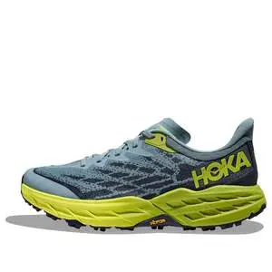 Hoka One One Speedgoat 5 Athletic Sneakers - Stone Blue/dark Citron