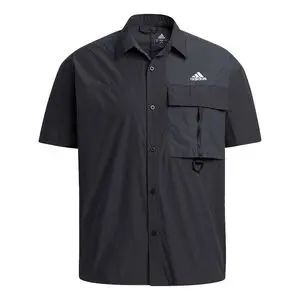 Adidas Utl Ss Shirts Contrasting Colors Loose Sports Short Sleeve Shirt - Black