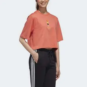 Adidas Neo Casual Sports Graphic Print Cropped Tee