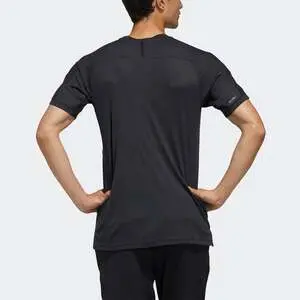 Adidas Logo Round Neck Sports Short Sleeve Black T-shirt - Default Color