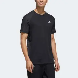 Adidas Logo Round Neck Sports Short Sleeve Black T-shirt - Default Color