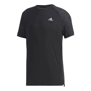 Adidas Logo Round Neck Sports Short Sleeve Black T-shirt - Default Color