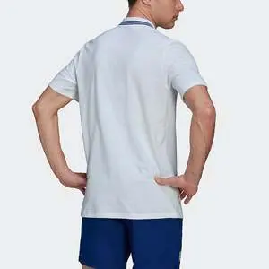 Adidas Real Madrid Solid Color Stripe Casual Short Sleeve Polo Shirt White