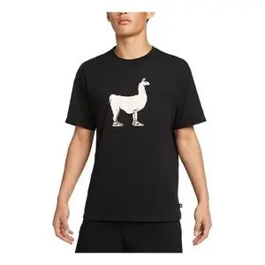 Nike Contrasting Colors Animal Pattern Printing Round Neck Casual Short Sleeve Black