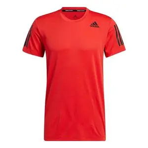 Adidas H.rdy Warri Stripes Print Crew Neck Short Sleeve Shirt - Red