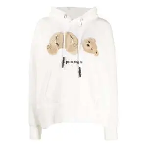 Palm Angels Broken Bear Cotton Hoodie - White