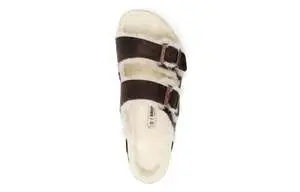 BIRKENSTOCK Arizona Shearling Oiled Leather Slides - Brown