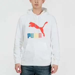 PUMA Contrasting Colors Logo Printing Knit Hoodie