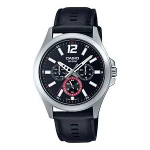 Casio Analog Watch With Leather Strap