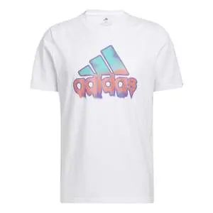 Adidas Ss22 Alphabet Logo Round Neck Short Sleeve White T-shirt - Multi-color