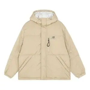 NEW BALANCE Hooded Down Jacket - Beige/white