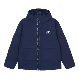 NEW BALANCE Down Jacket With Logo Print - Blue/black