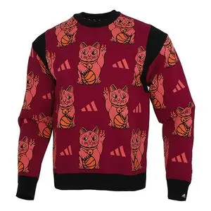 Adidas Knit Colorblock Round Neck Sweater - Red
