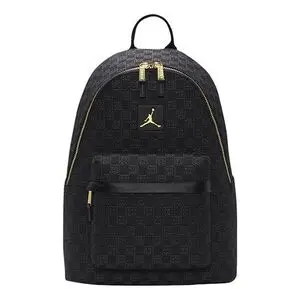 JORDAN Monogrammed Backpack With Gold Logo Detail - Black
