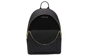 JORDAN Monogrammed Backpack With Gold Logo Detail - Black