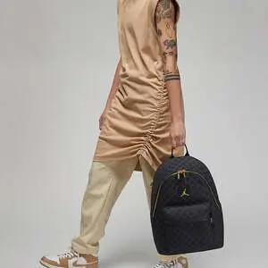 JORDAN Monogrammed Backpack With Gold Logo Detail - Black