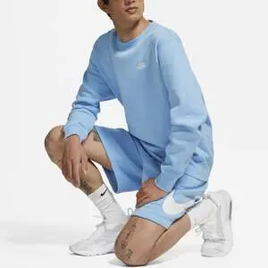 Nike Athleisure Casual Sports Fleece Lined Round Neck Pullover - Blue