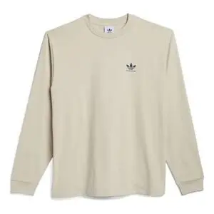 Adidas Solid Color Logo Round Neck Long Sleeves Beige T-shirt
