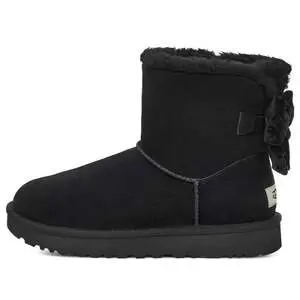 UGG Mini Bailey Bow Crushed Velvet Boot - Black