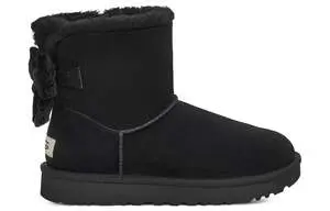 UGG Mini Bailey Bow Crushed Velvet Boot - Black