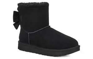 UGG Mini Bailey Bow Crushed Velvet Boot - Black