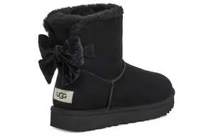 UGG Mini Bailey Bow Crushed Velvet Boot - Black